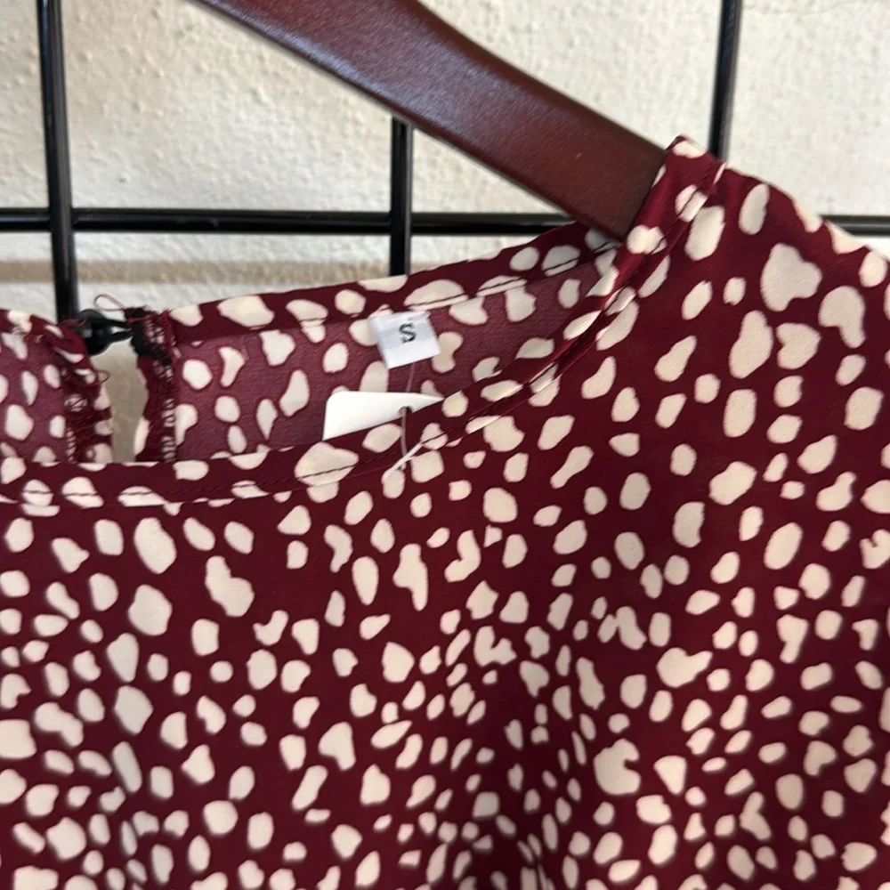 Dresses | Elegant Maroon Polka Dot Dress | Poshmark